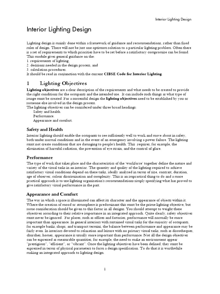 Interior Lighting Design Guidelines | PDF | Lighting | Fluorescent Lamp