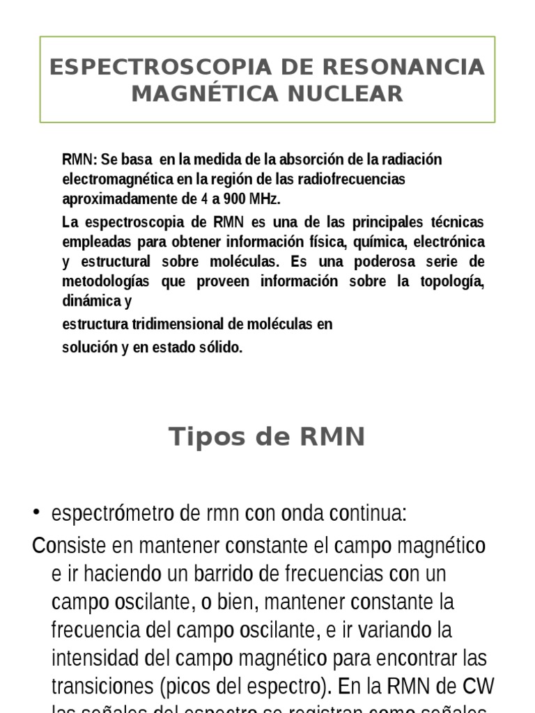 Presentación Expo de RMN | PDF | Resonancia magnética nuclear | Física