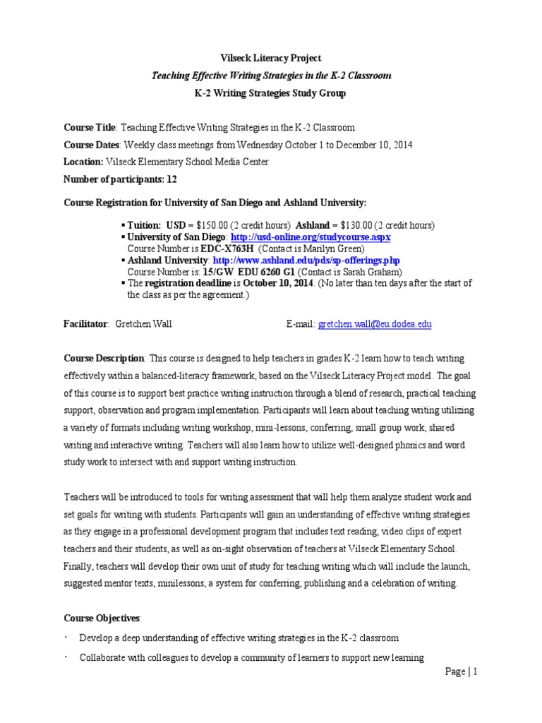 K-2 Writing Strategies Course Overview | PDF | Teachers | Cognition