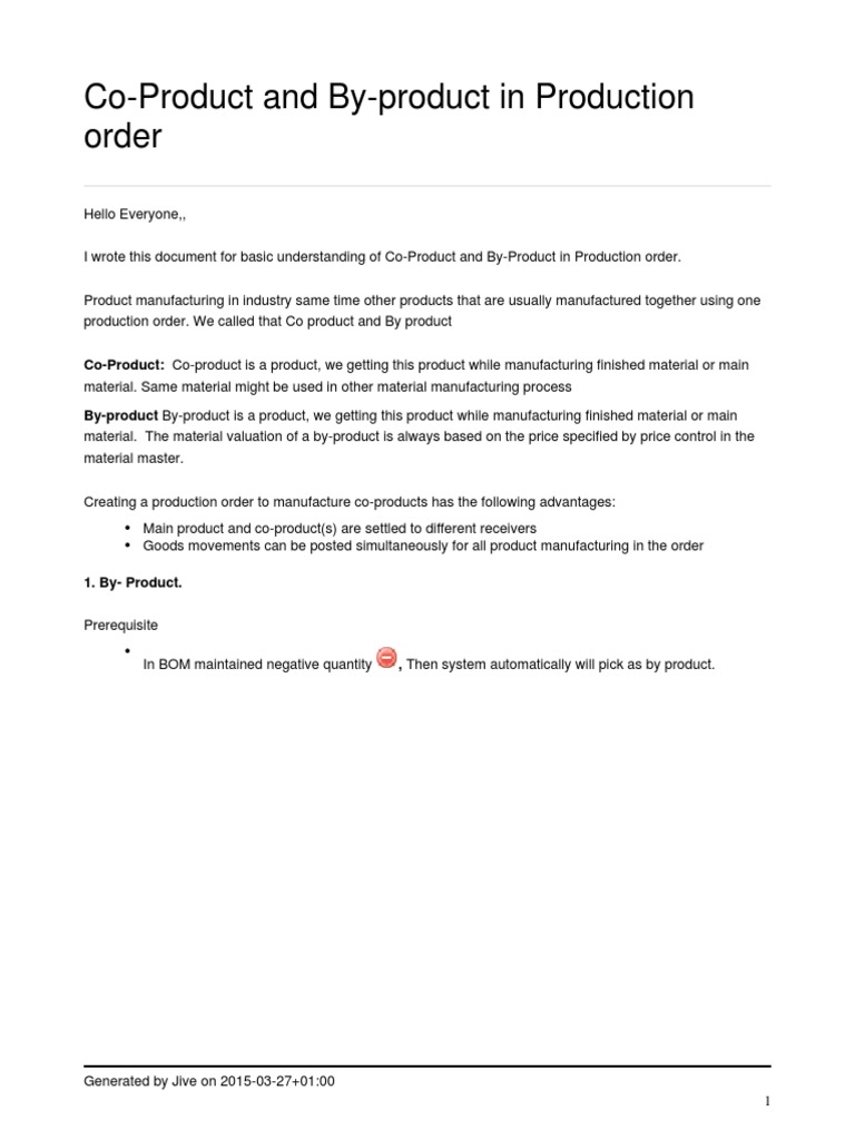 Co-Product and By-Product in Production Order | PDF | Business | Economies