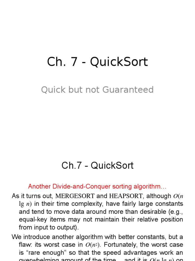 Quick Sort Algorithm | PDF | Discrete Mathematics | Theoretical Computer Science