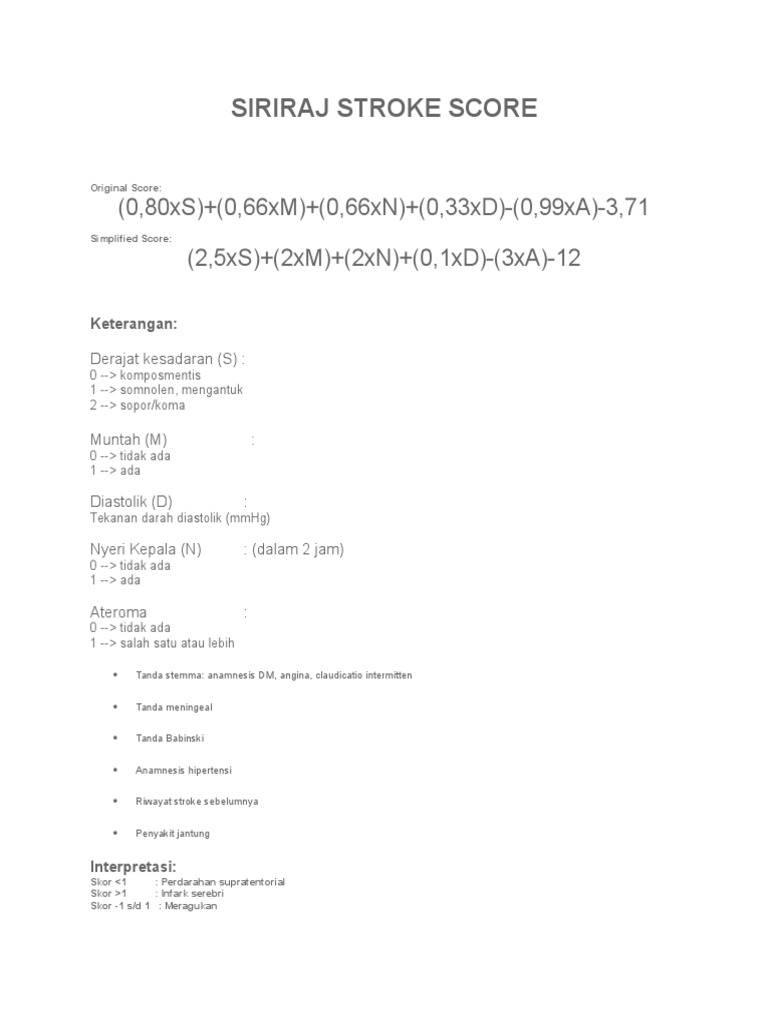Siriraj Stroke Score | PDF