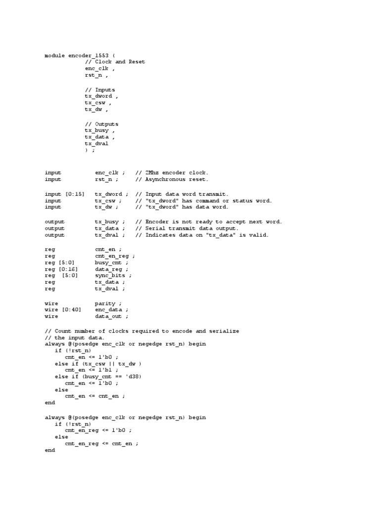 Mil STD 1553 Encoder Decoder Design | PDF | Data Transmission | Electronics