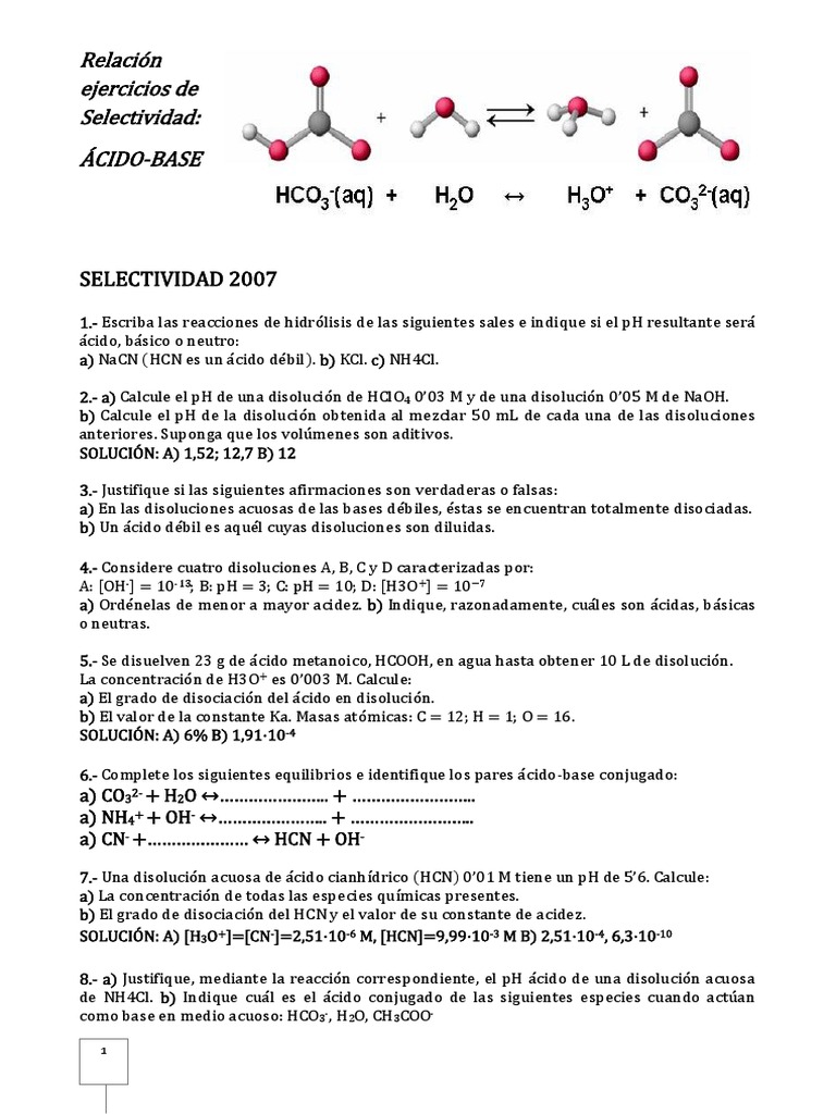 Reacciones Ácido Base | PDF | Ácido | Ph