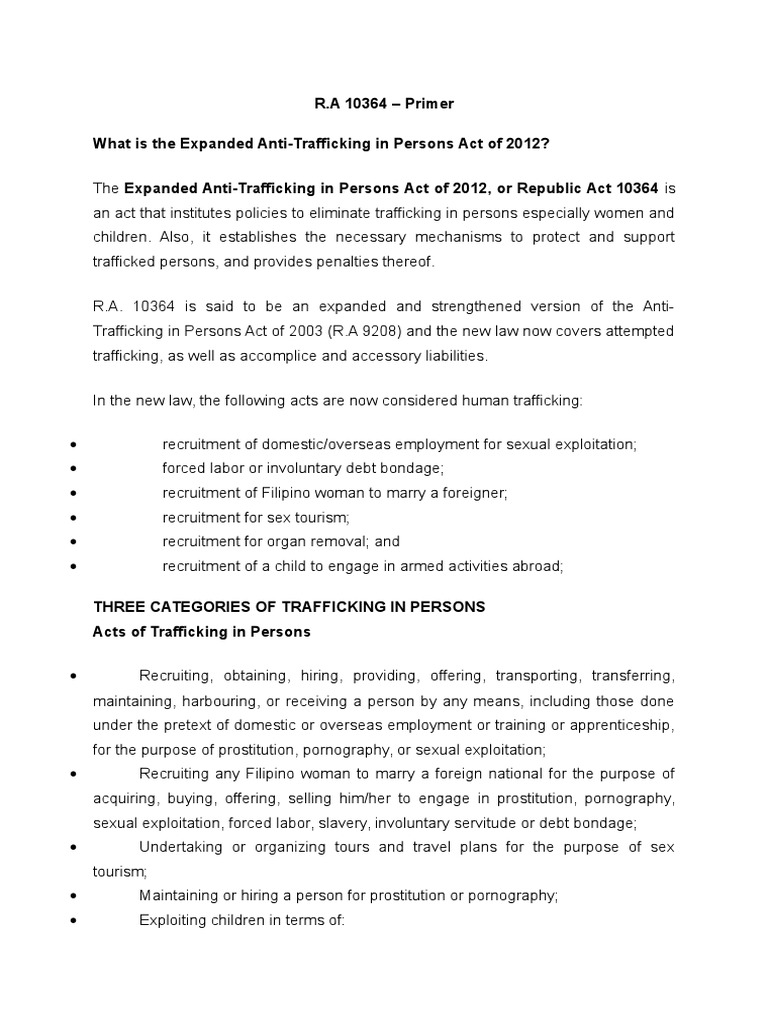 Ra 10364 | PDF | Human Trafficking | Sexual Slavery