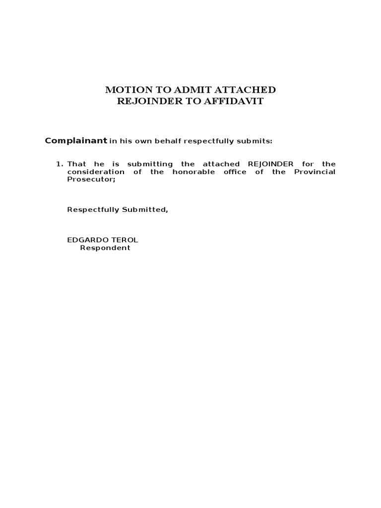 Affidavit of Rejoinder Terol | PDF | Government Information | Criminal Law