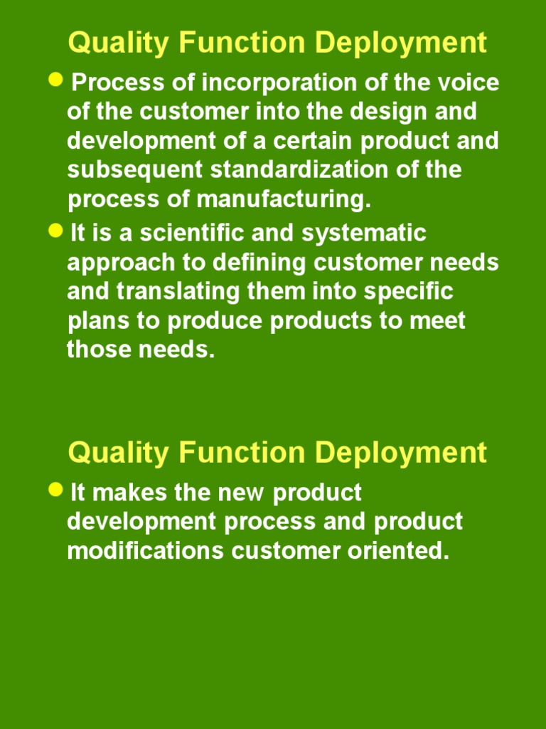 Quality Function Deployment | PDF | Quality (Business) | Design