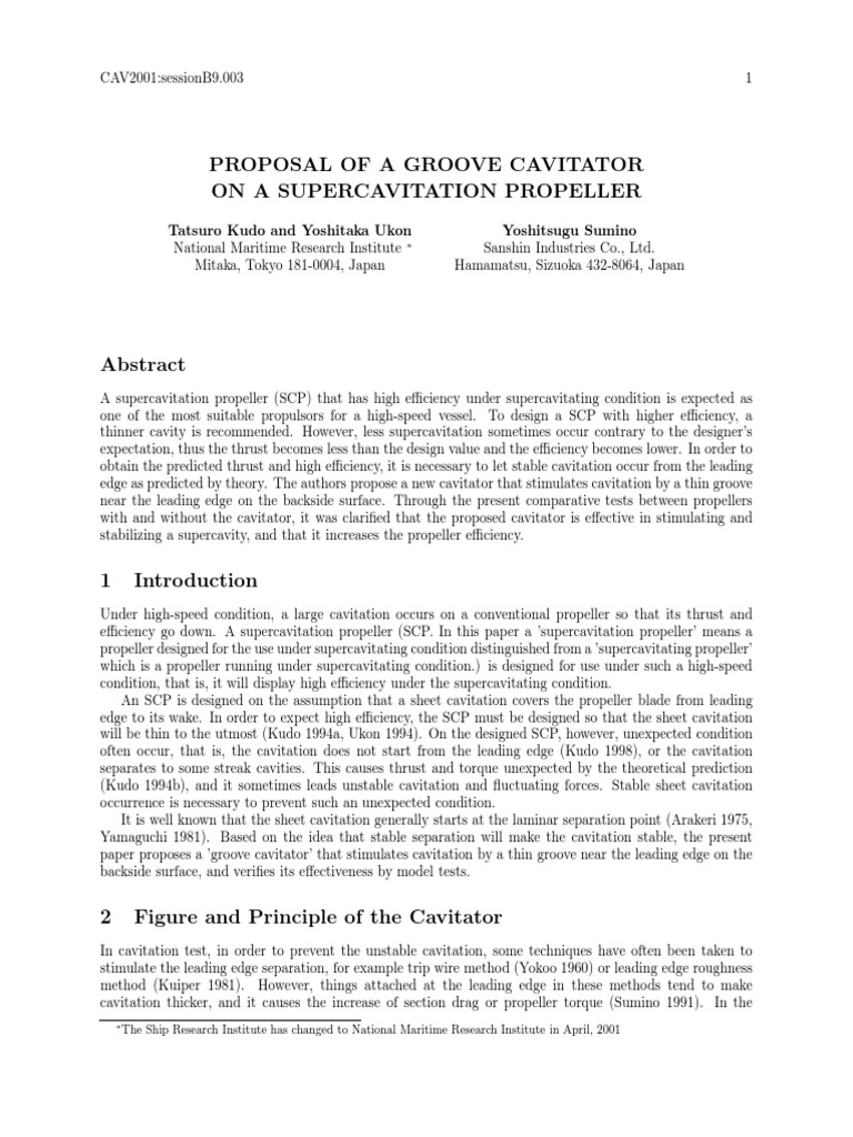 Groove Cavitator for Supercavitation Propellers | PDF | Propeller ...
