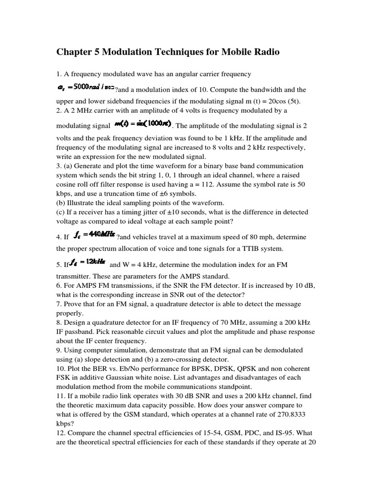 Mobile Radio Modulation Techniques under 40 Characters | PDF ...