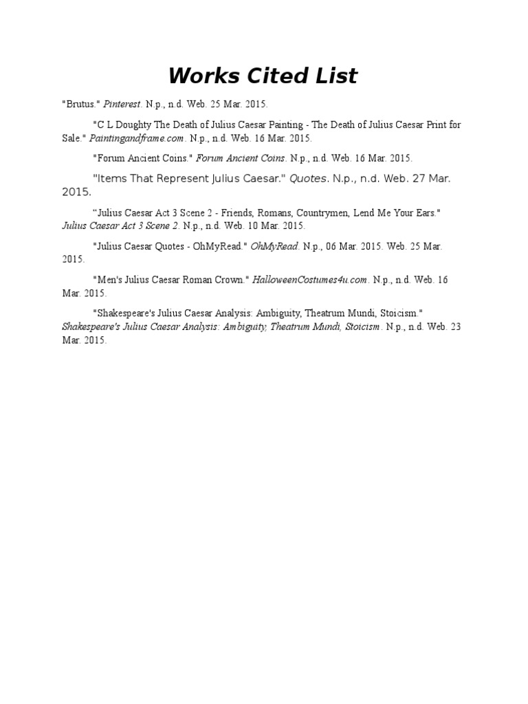 Works Cited List | PDF | Travel | Young Adult