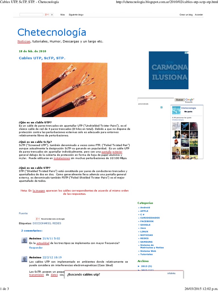 Cables UTP, SCTP, STP | PDF | Google | Informática
