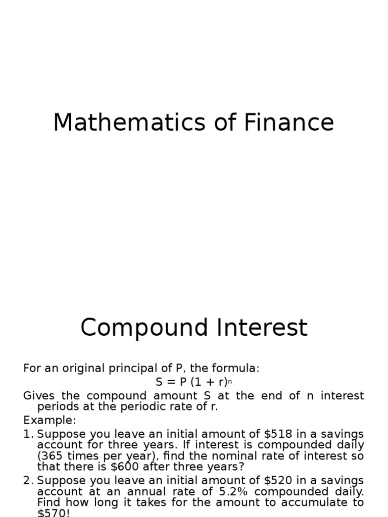Mathematics of Finance | PDF | Present Value | Net Present Value