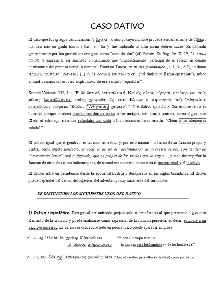 Dativo 2015 | PDF | Verbo | Morfología Lingüística