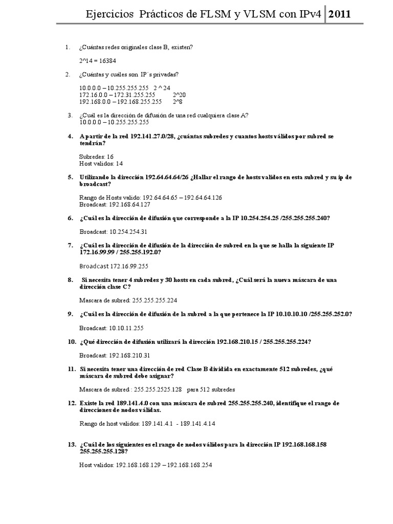 Ejercicios de Subneteo y VLSM | PDF | Dirección IP | Protocolos de comunicaciones