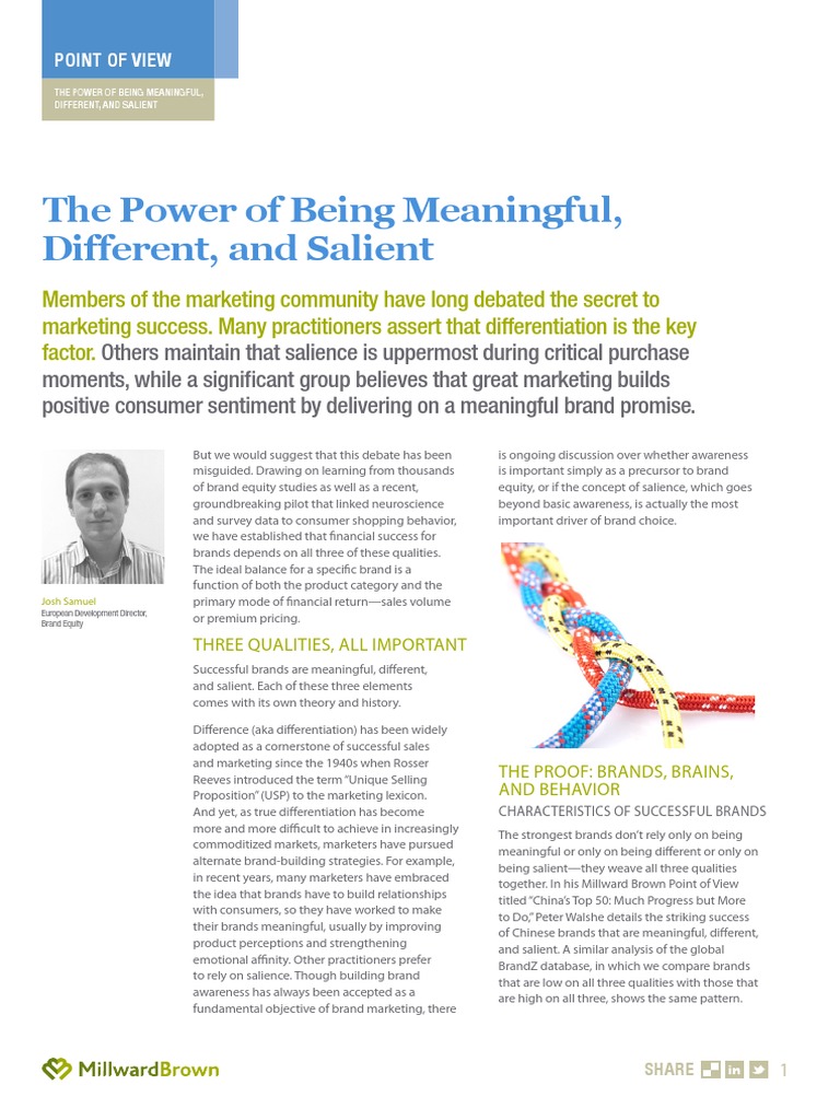 2014 - Millward Brown - The Power of Being Meaningful Different Salient | PDF | Brand | Behavior