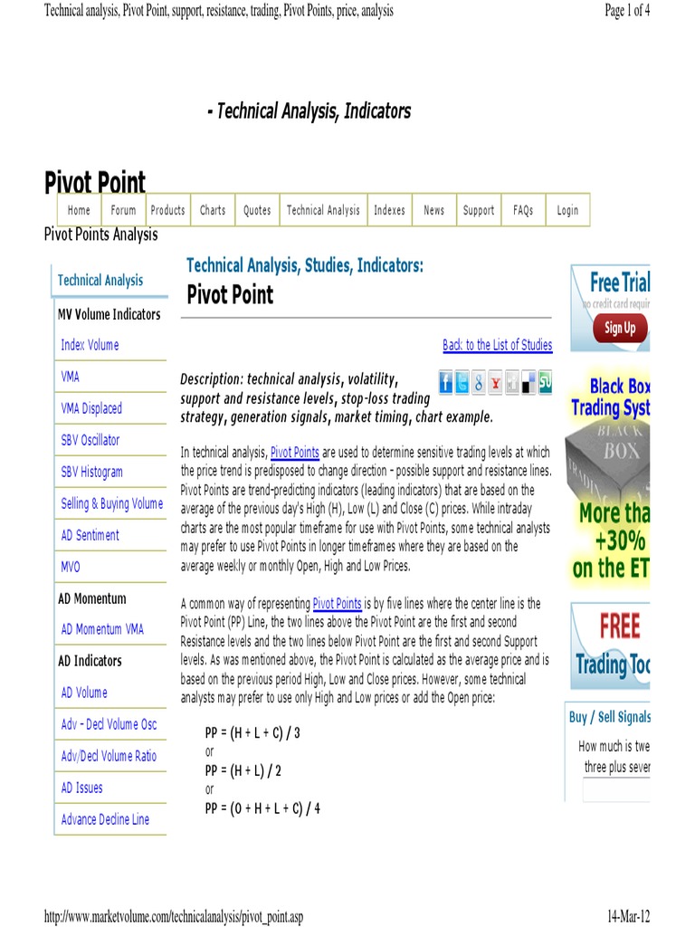 Pivot Point | PDF | Market Trend | Technical Analysis