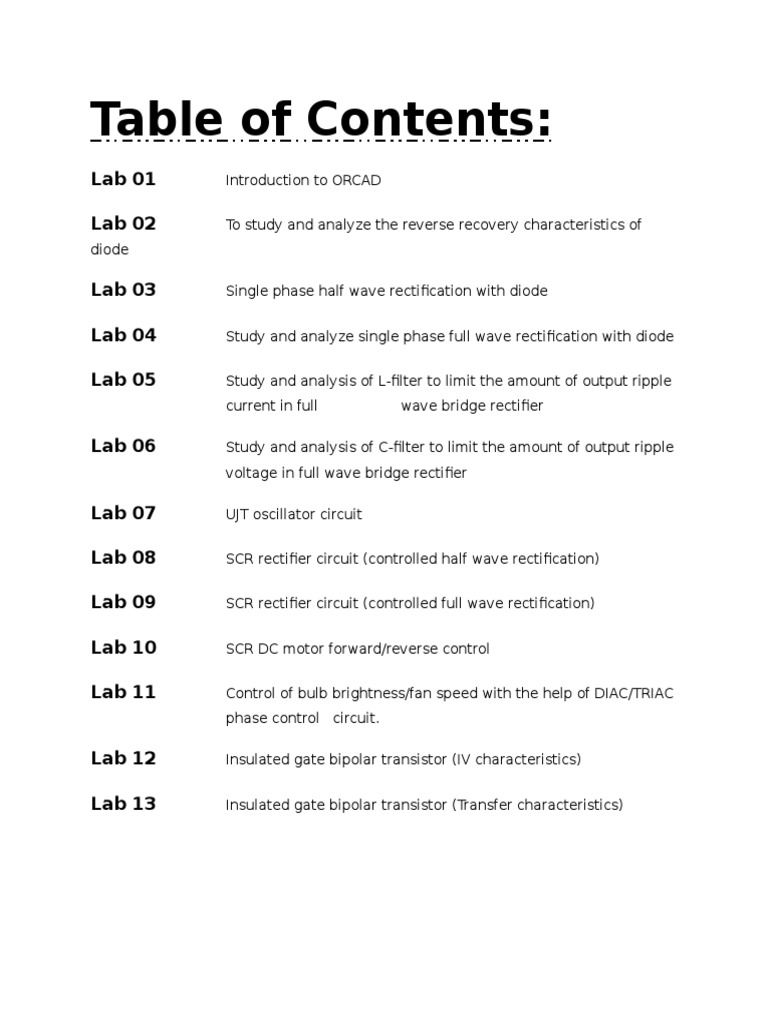 Table of Contents:: Lab 01 Lab 02 | PDF | Science & Mathematics ...