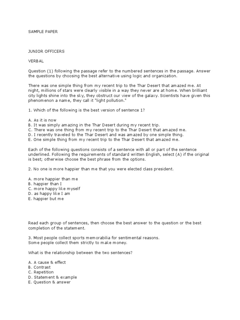 SBP Junior Officer Og 1 Sample Test and Areas | PDF | Numbers | Integer