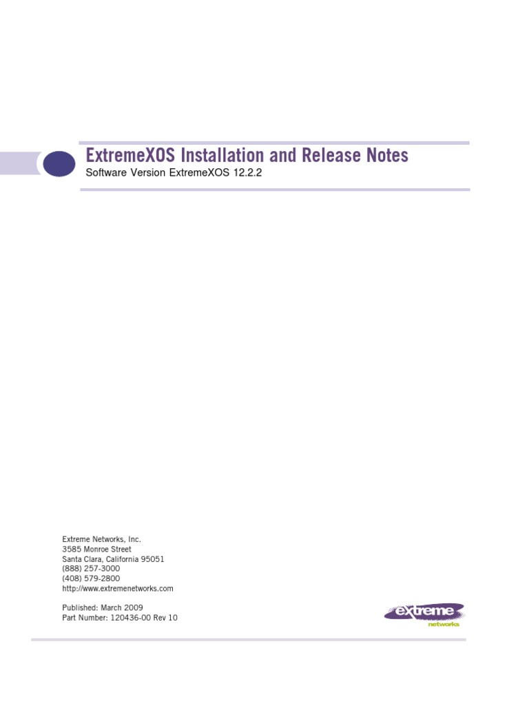 ExtremeXOS Installation and Release Notes 12.2.2 | PDF | I Pv6 | Booting