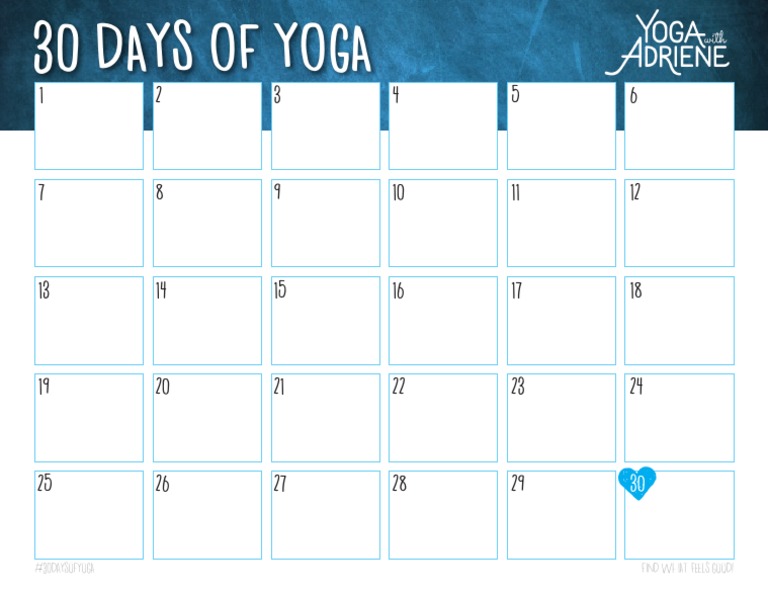 30 Days of Yoga Calendar | PDF | Wellness
