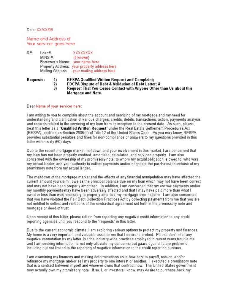 Sample Qualified Written Request 2 | PDF | Mortgage Loan | Fannie Mae