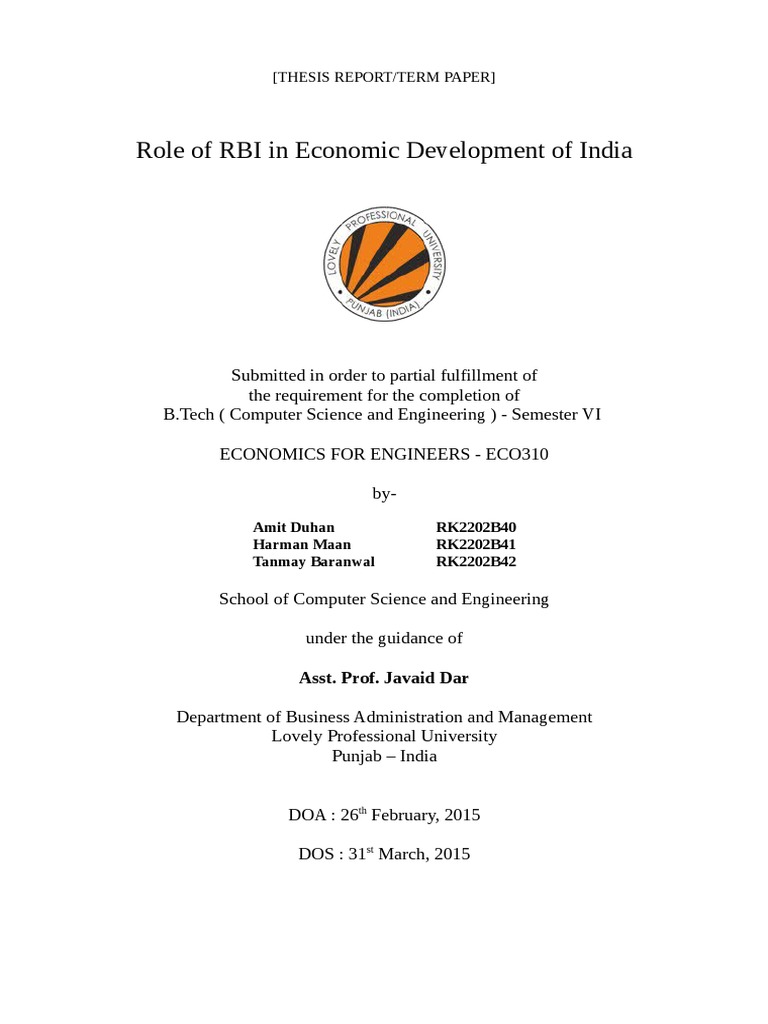 RBI's Role in India's Economic Development | PDF | Reserve Bank Of ...