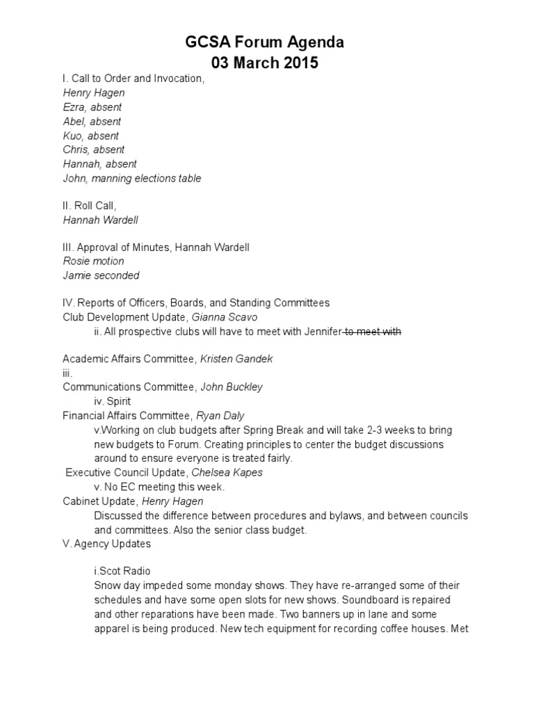 GCSA Forum Agenda - March 2015 | PDF | Social Science