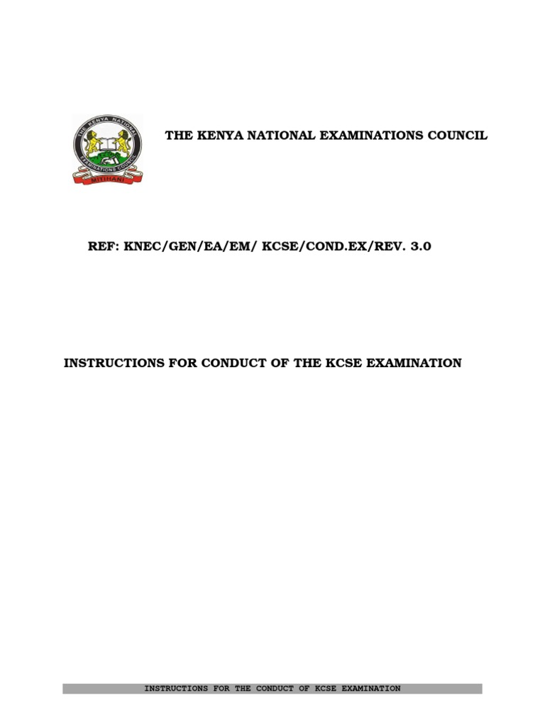 KCSE Examination Conduct Guidelines | PDF | Trigonometric Functions ...