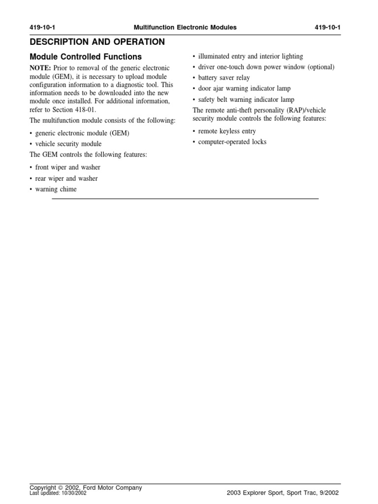 Module Controlled Functions Description and Operation | PDF | Wheeled ...
