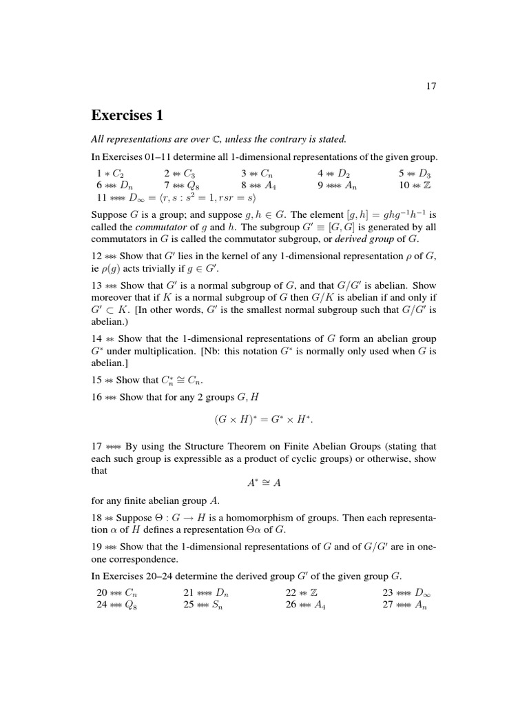 Exercises | PDF | Group Representation | Matrix (Mathematics)