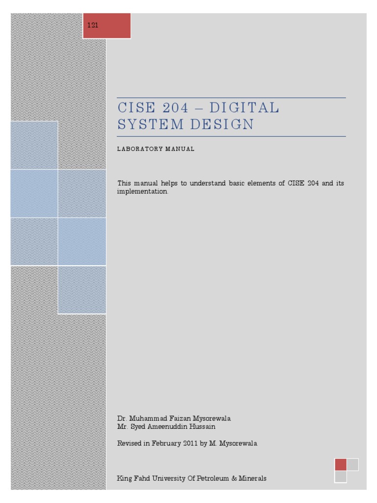 CISE 204 Digital System Design Lab Manual PDF | PDF | Electronic ...