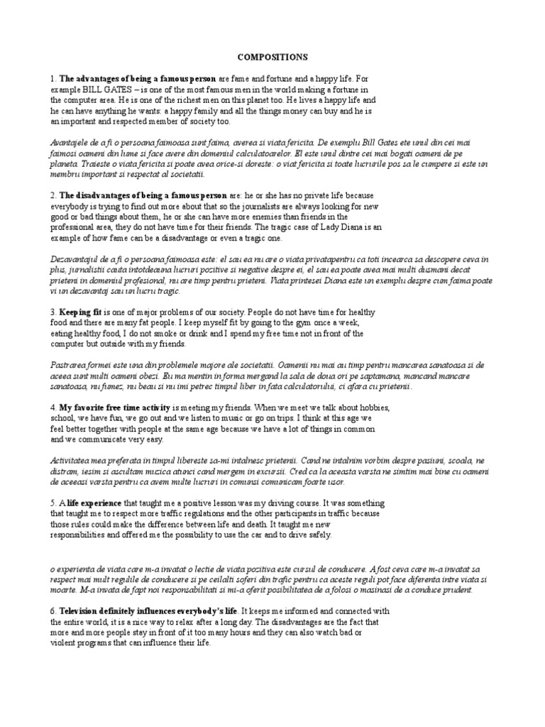 Compuneri Engleza 2011 | PDF