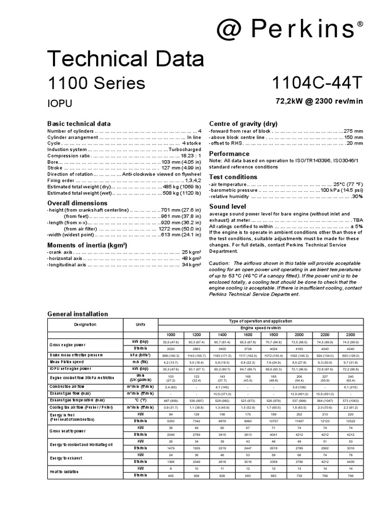 1104C-44T IOPU Technical Data Sheet.pdf | Engines | Mechanical Engineering