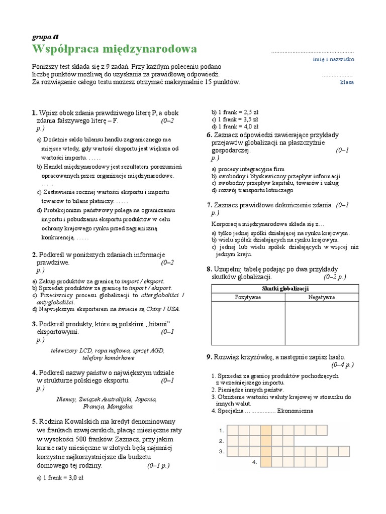 Test Wspolpraca Miedzynarodowa | PDF