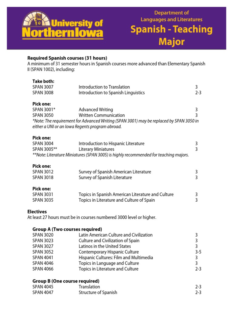 Spanish Major Course Requirements Guide | PDF | Foreign Language Studies