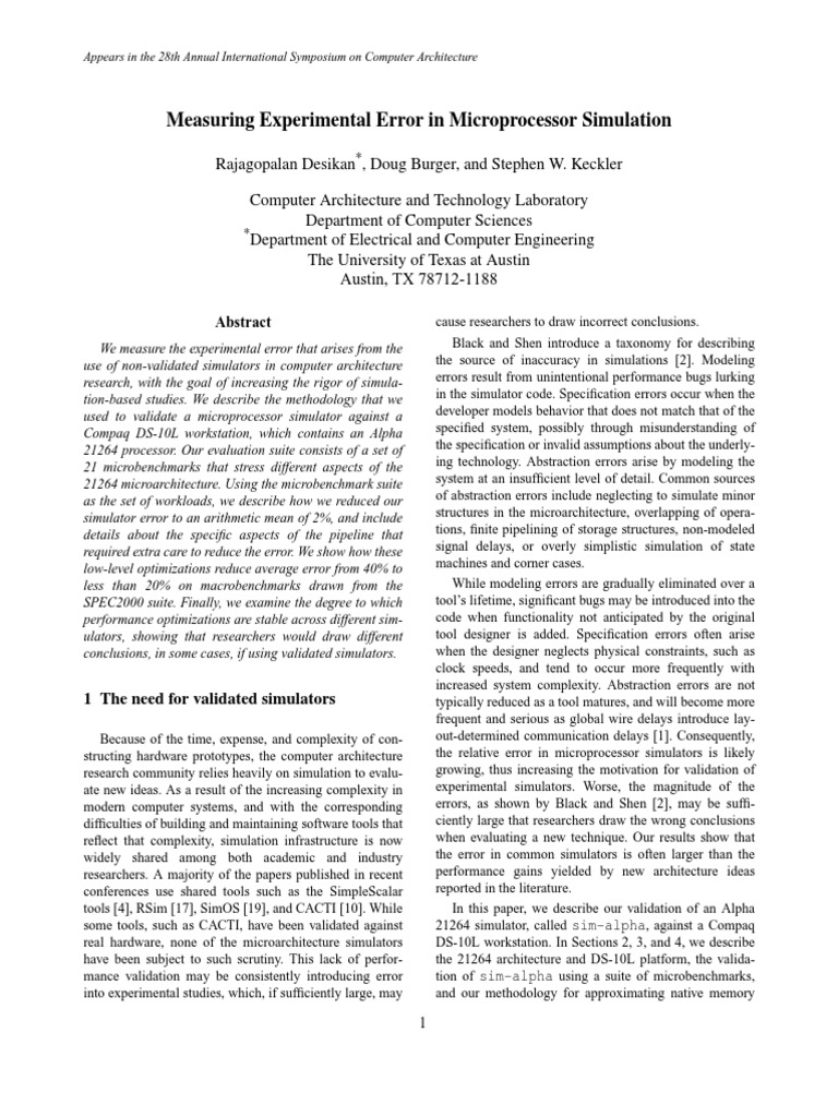Measuring Experimental Error in Microprocessor Simulation | PDF | Cpu Cache | Instruction Set