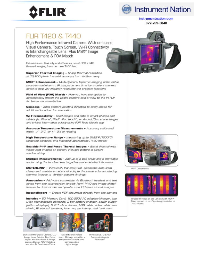 Flir t420 t440 Datasheet | PDF | Infrared | Thermography