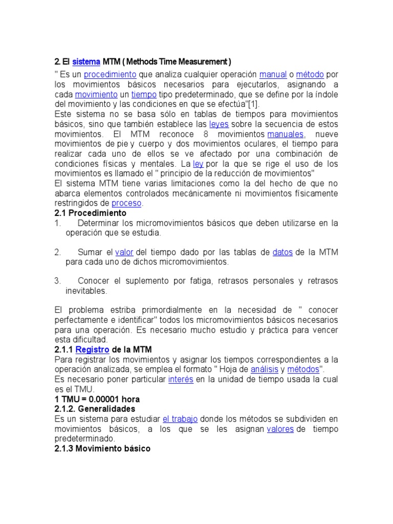 Introducción al sistema MTM y TMU | PDF | Movimiento (física) | Ojo