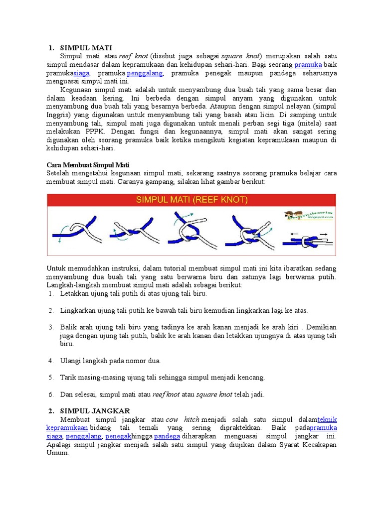 Cara Membuat Simpul Mati Pramuka | PDF