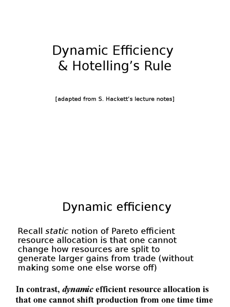 Dynamic Efficiency & Hotelling's Rule | PDF | Pareto Efficiency ...