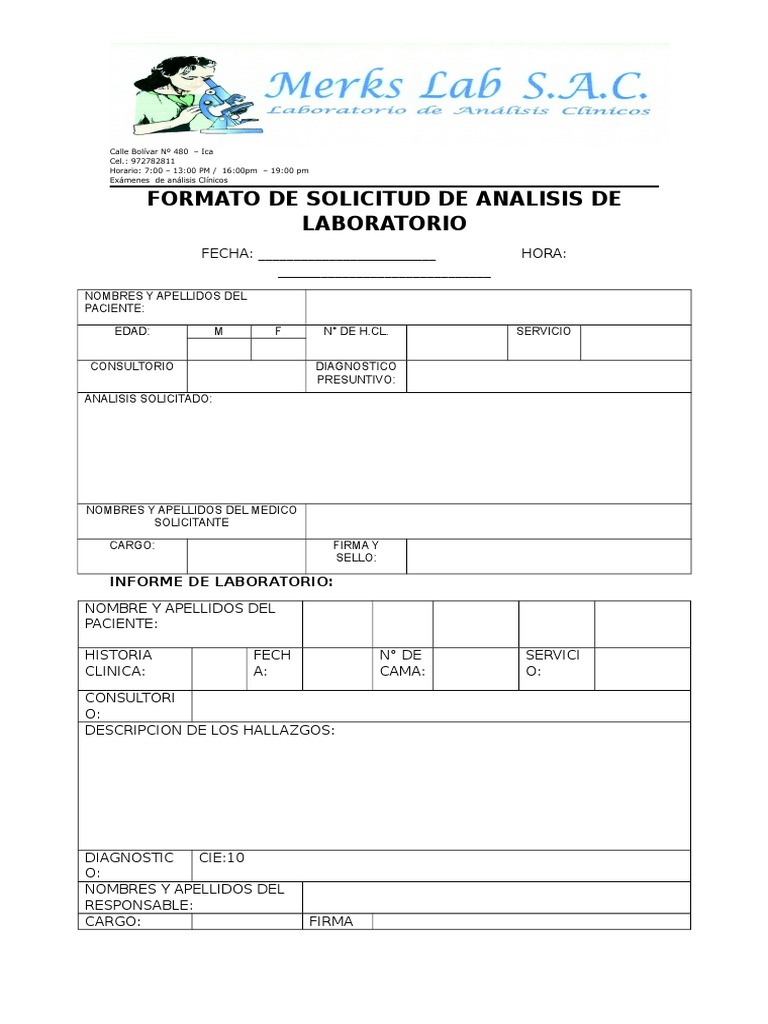 27B. Solicitud de Analisis de Laboratorio | PDF