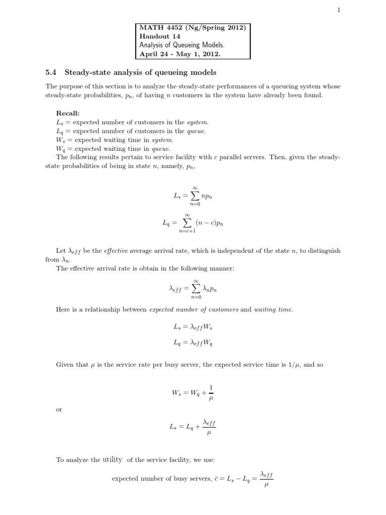 Queuing Measure of Performance | PDF | Poisson Distribution | Teaching ...