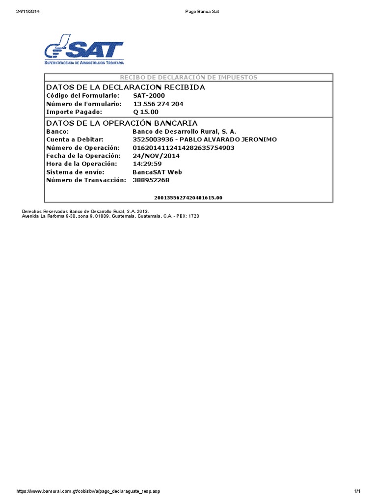 Pago Banca Sat 2 | PDF