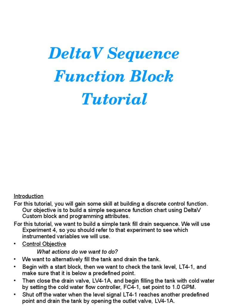 DeltaV Sequence Tutorial | PDF | Valve | Input/Output