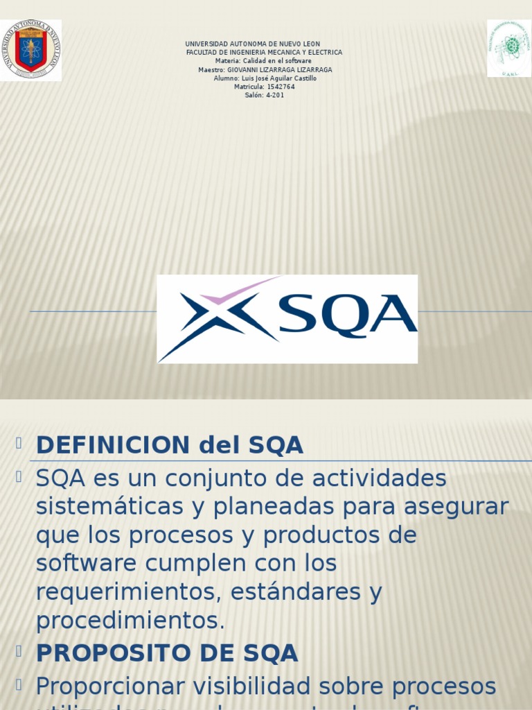 Plan de SQA | PDF | Calidad (comercial) | Software
