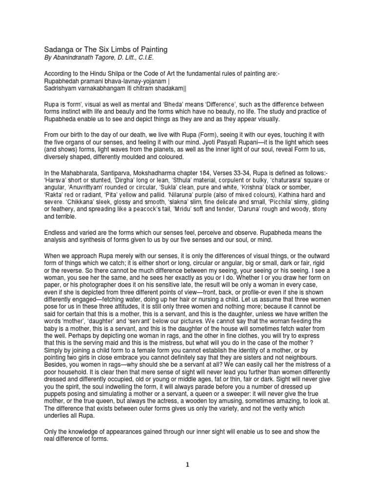 Sadanga or The Six Limbs of Painting | Download Free PDF | Mind | Color