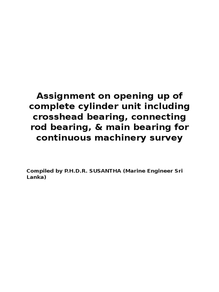Assignment On Diesel Engine Overhauling | PDF | Piston | Valve