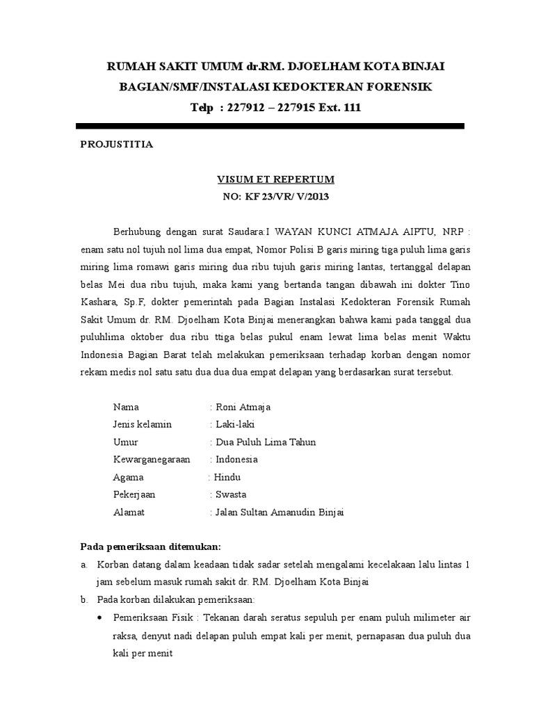 Contoh Visum Hidup (Luka) | PDF