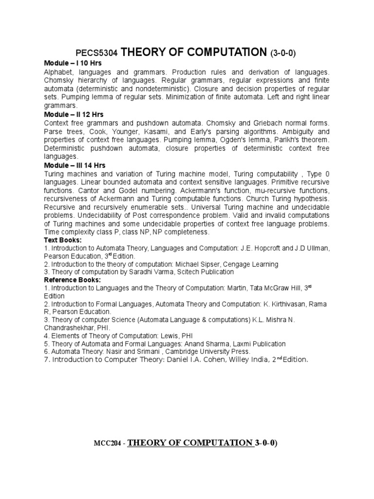 Pecs5304 Theory Of Computation Pdf Theory Of Computation Field Mathematics