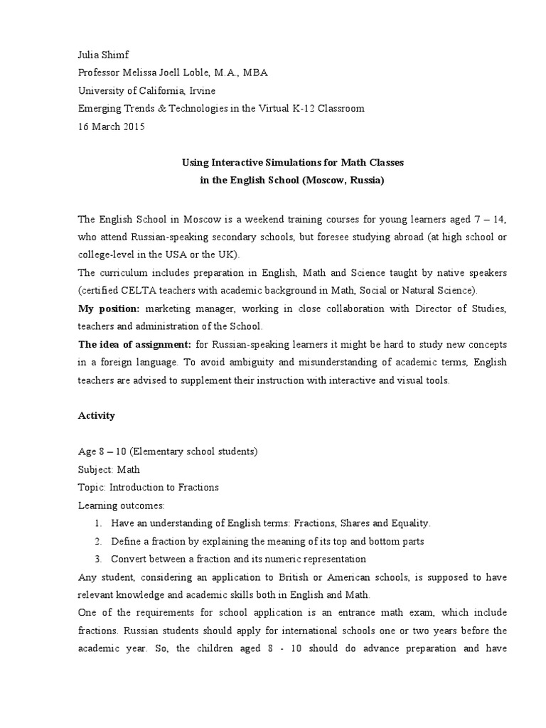 Using Interactive Simulations For Math Classes | PDF | Simulation ...